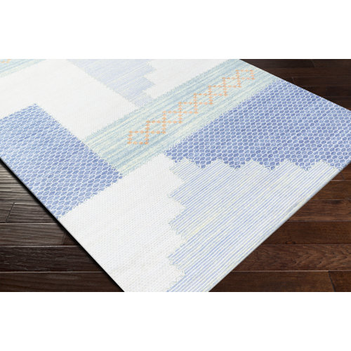 One Allium Way® Bushey Handmade Flatweave Denim/Mint Rug | Wayfair