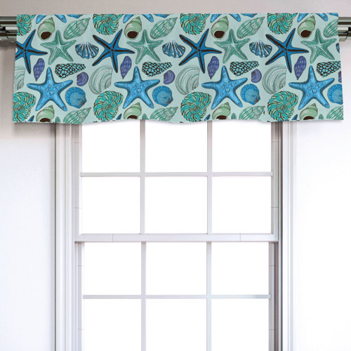 Bless international Sateen Ruffled 54'' Window Valance in Blue/Green ...