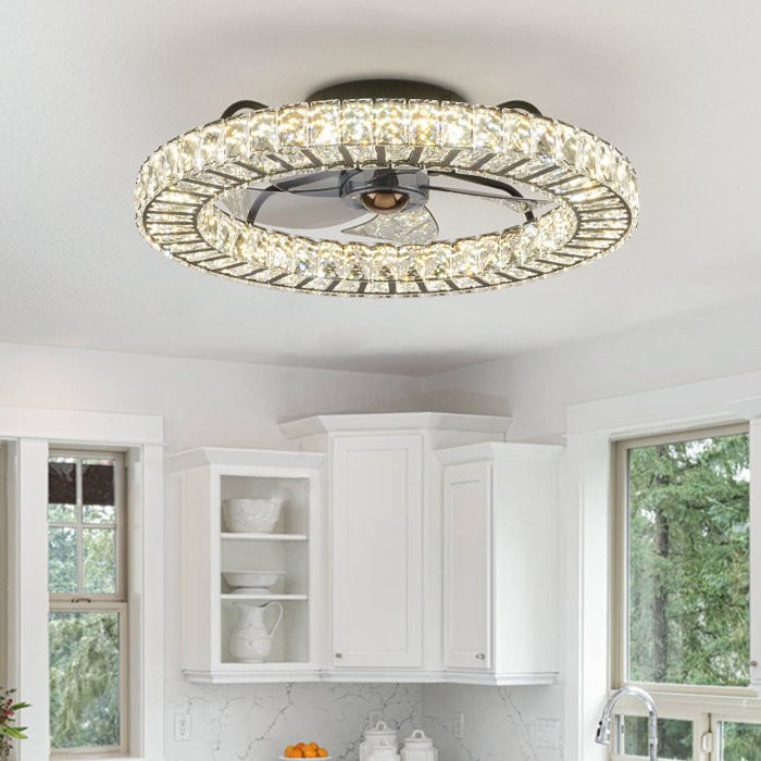Mercer41 22" Hudman Dimmable Crystal Ceiling Fan with LED Lights | Wayfair