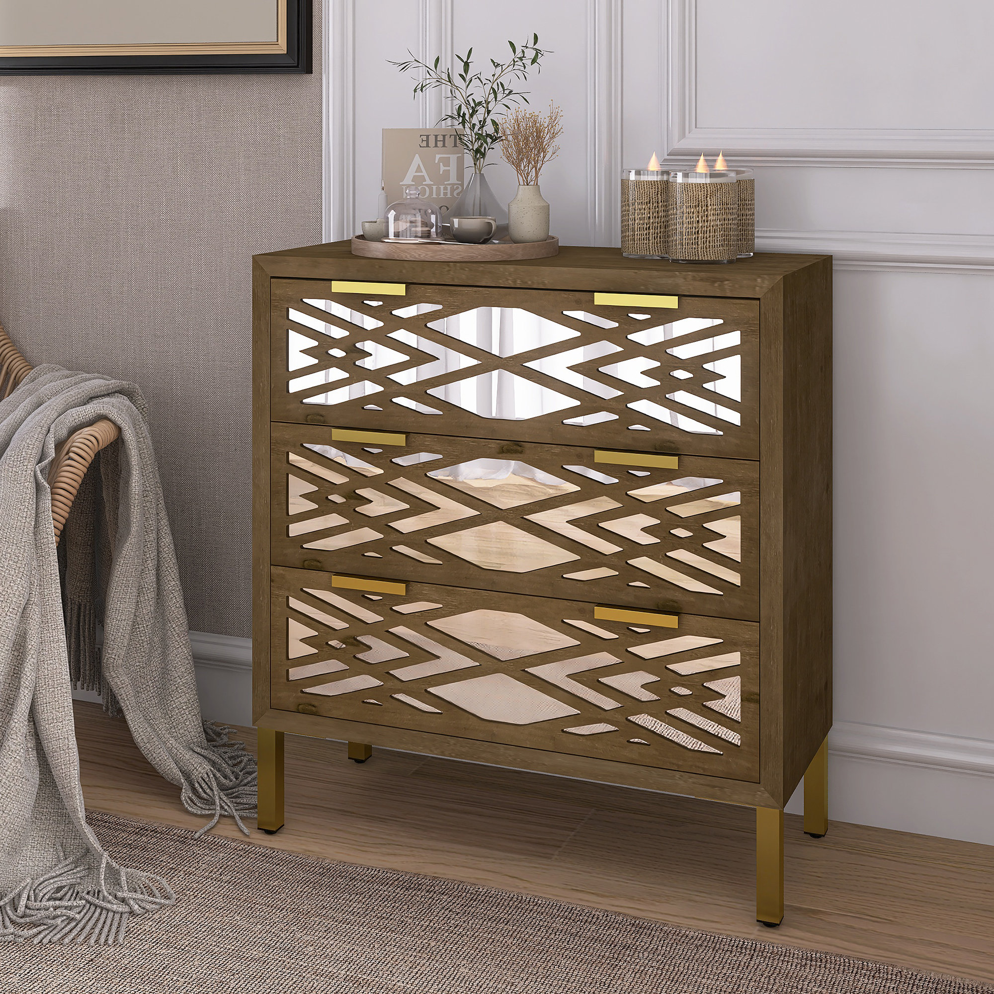 Mercer41 Iron 3 - Drawer Square Accent Chest | Wayfair