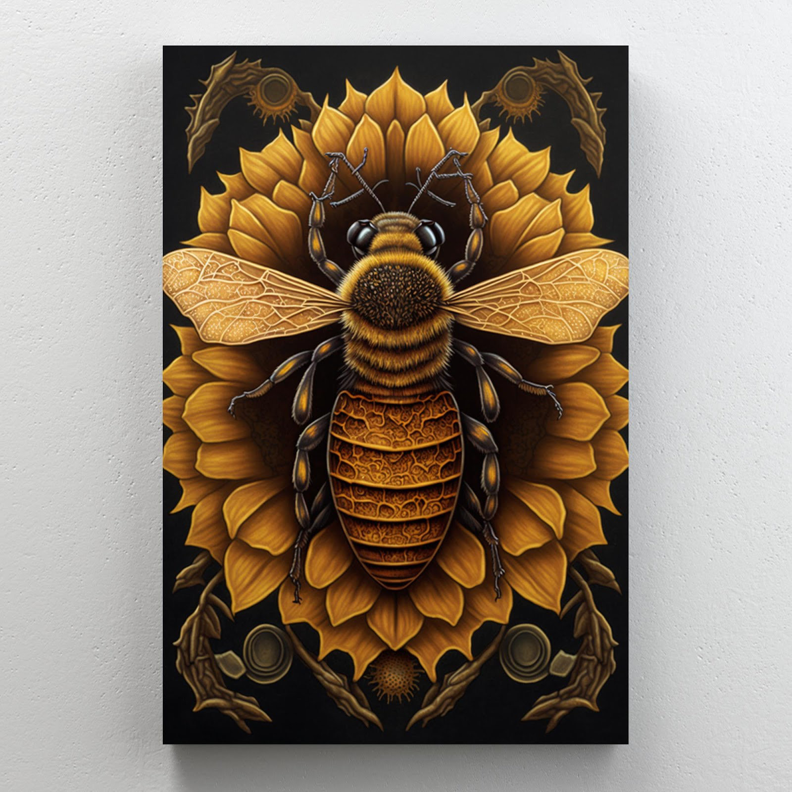 August Grove® Sunflowers And Bee - Wrapped Canvas Graphic Art | Wayfair
