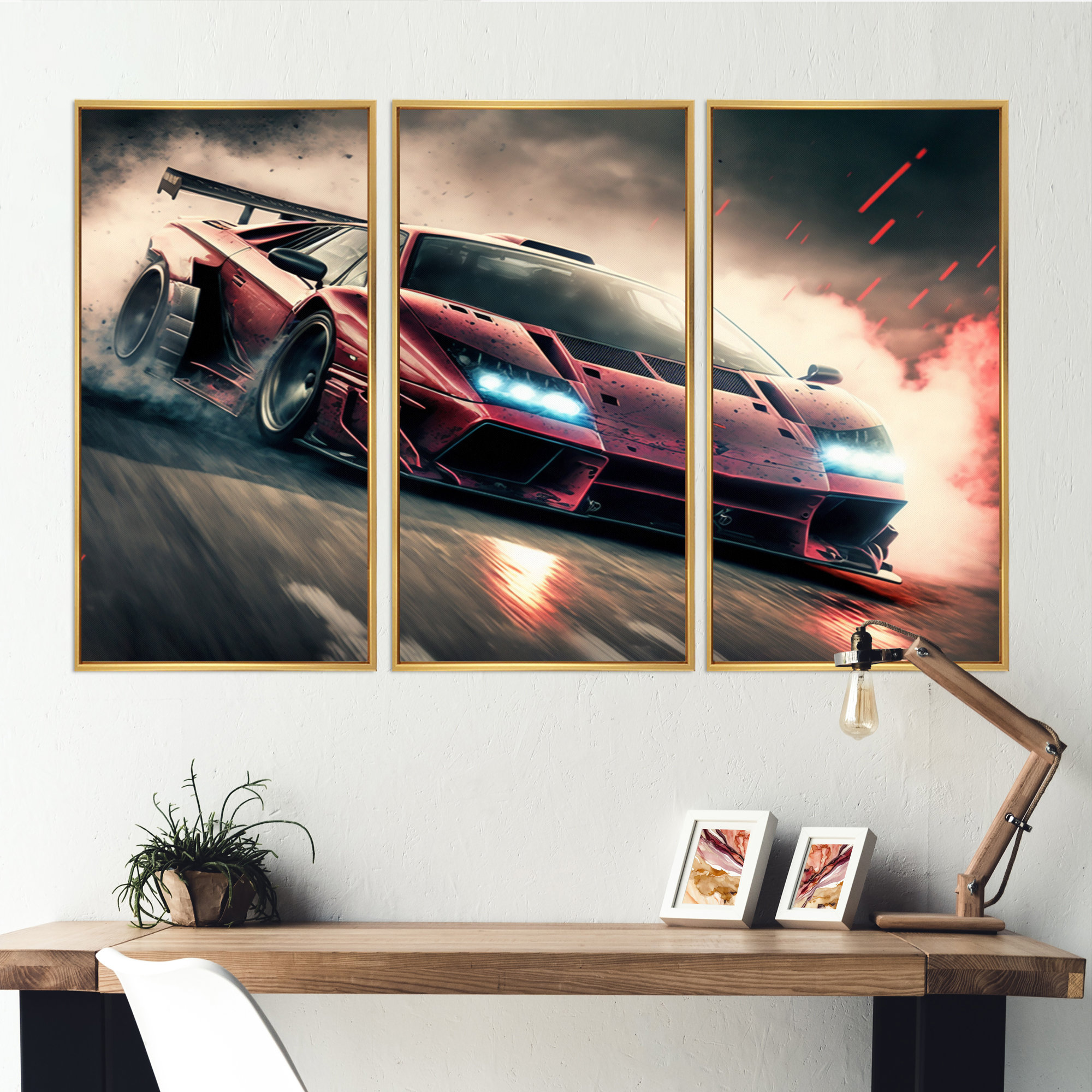 Latitude Run® Red Italian Lambo Sports Car Racing In Urban Setti Red ...