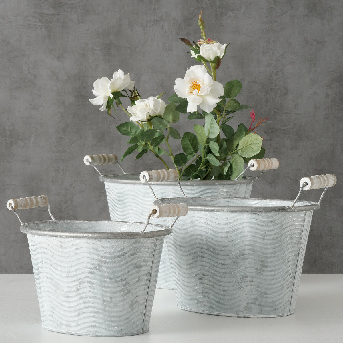 WholeHouseWorlds 3-Piece Metal Cachepot Set | Wayfair