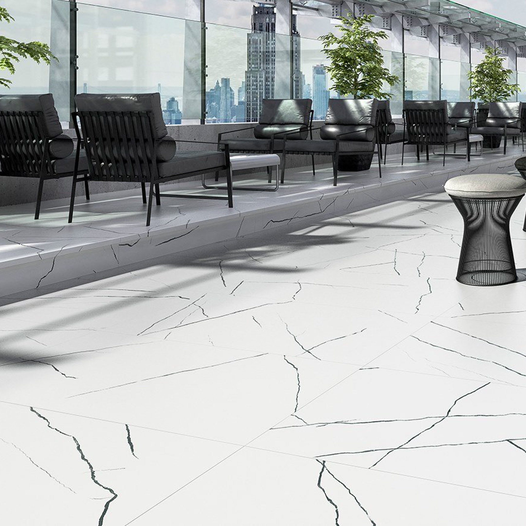 Qube Tiles 24" x 48" Porcelain Markina Marble Look Outdoor Tile | Wayfair