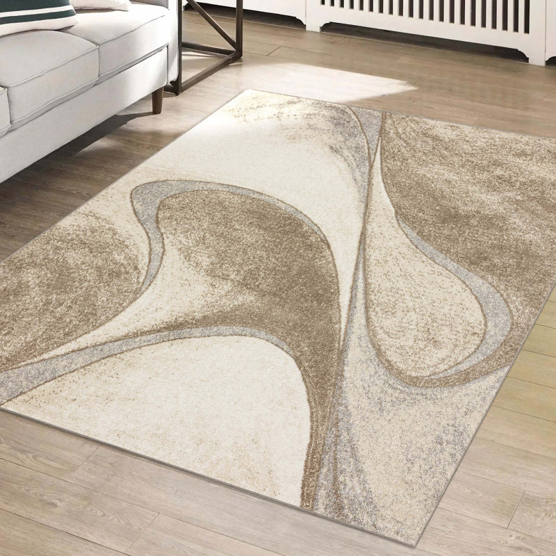 Ivy Bronx Saugatuck Abstract Beige Area Rug | Wayfair