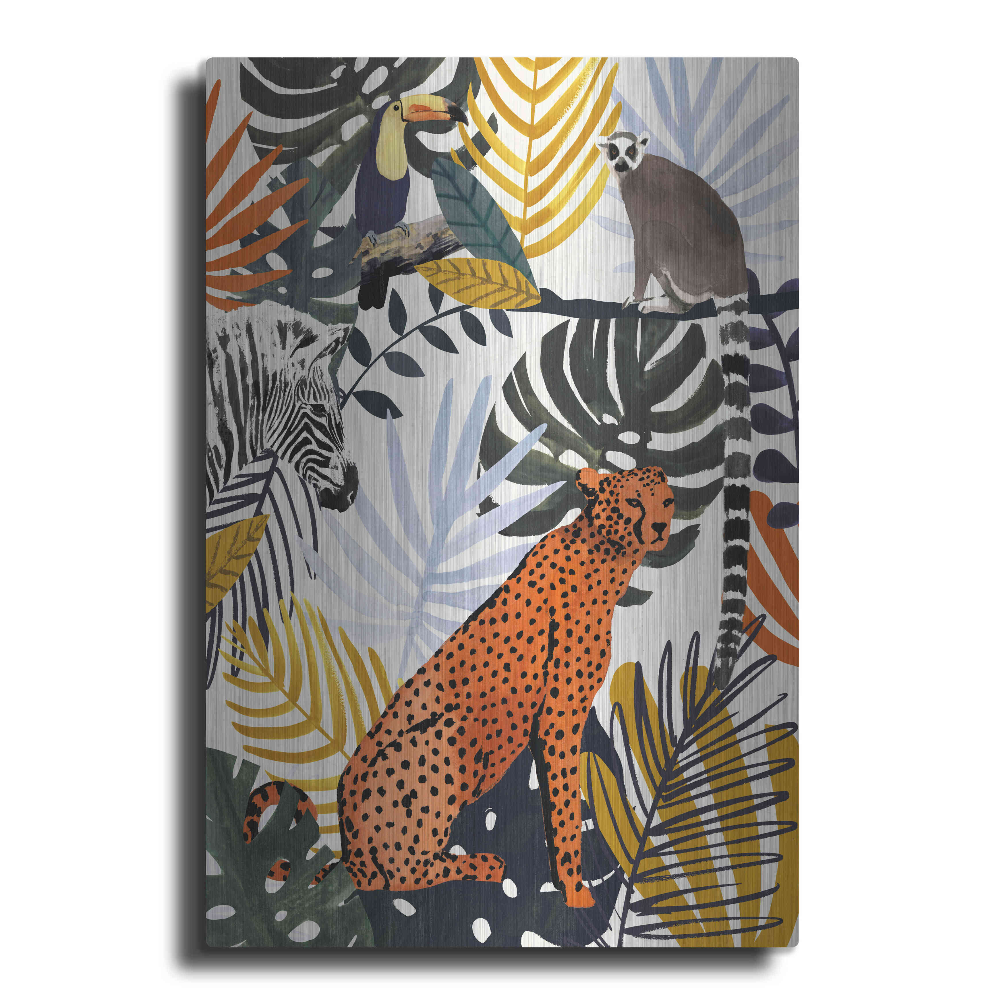 Bayou Breeze Luxe Metal Art 'Jungle Jumble I' By Victoria Barne Jungle ...