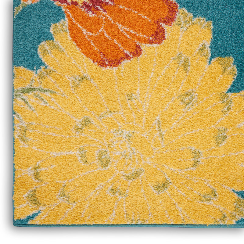 Andover Mills™ Amick Performance Turquoise/Yellow/Orange Rug & Reviews ...