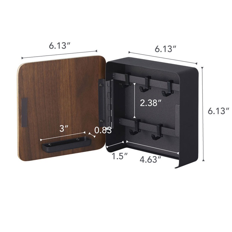 Yamazaki Home Square Magnetic Key Cabinet, Wood Accented Keychain ...