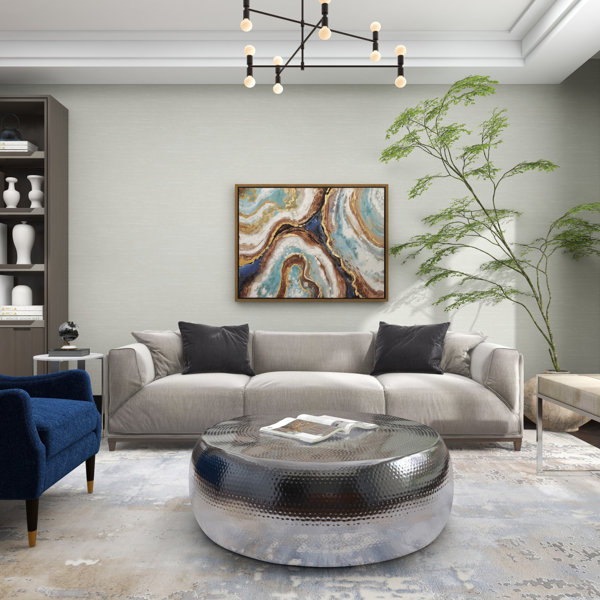 Mercer41 Multi Colored Canvas Enlarge Slice Geode Framed Wall Art with ...