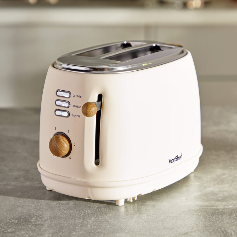 VonShef Cream & Wood Toaster | Wayfair.co.uk