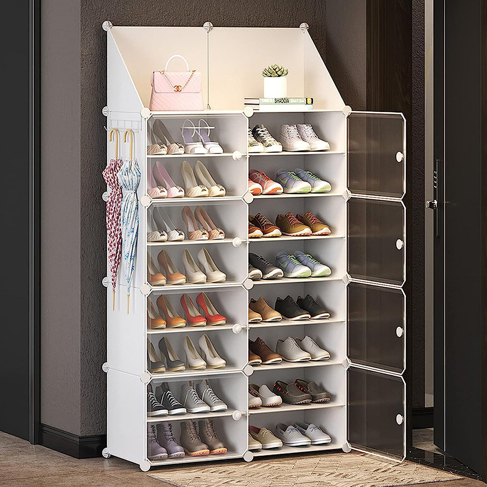 Latitude Run® 32 Pairs White Plastic Shoe Storage Cabinet | Wayfair