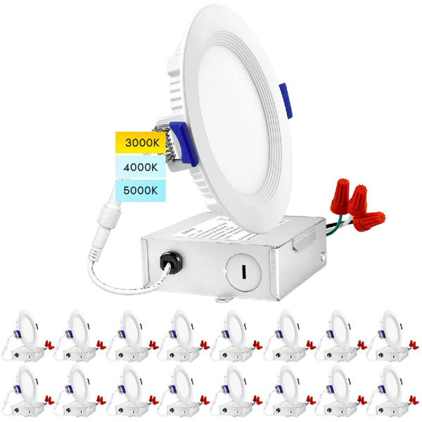 goodgou16 4 Inch Ultra Thin LED Recessed Light With Junction Box, 10W ...