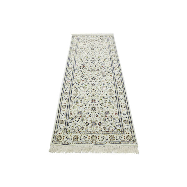 ADMINRUGS Handmade Hand-Knotted Wool Cream Rug | Wayfair