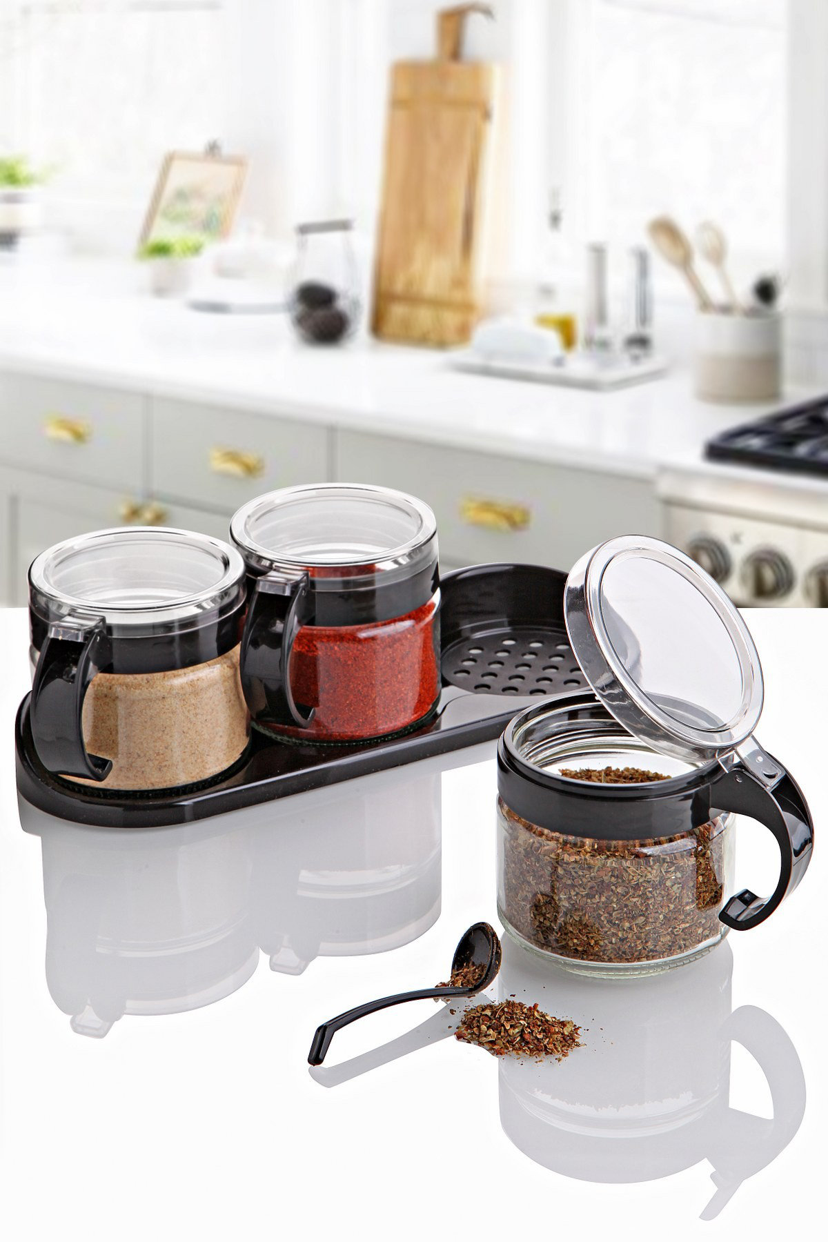 East Urban Home 3 Jar Spice Jar & Rack Set | Wayfair