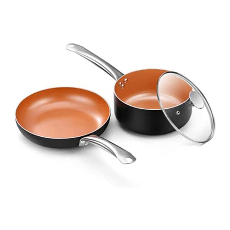 CS KOCHSYSTEME 3 Pieces Copper Non Stick Cookware Set | Wayfair