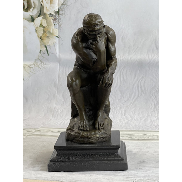 Red Barrel Studio® Large Rodin Famous The Thinker Bronze Marble ...