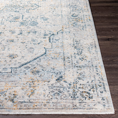 Bungalow Rose Diera Performance Camel/Ivory/Blue Rug | Wayfair
