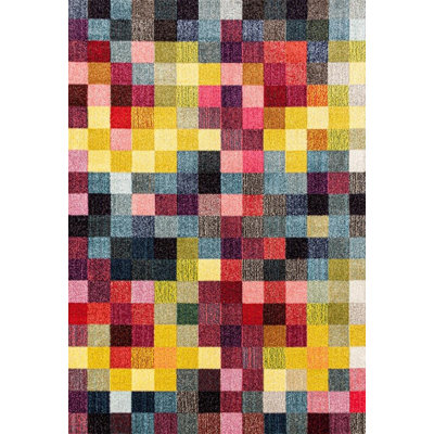 Ebern Designs Carnes Performance Red/Gray/Yellow Rug | Wayfair