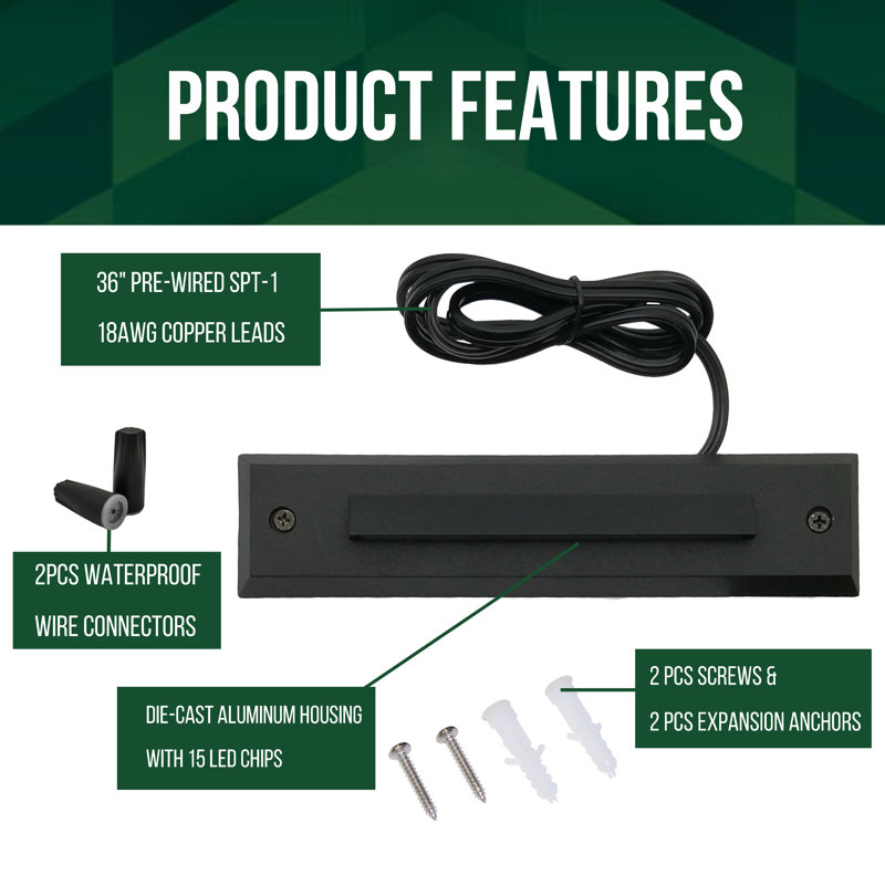 GKOplus Led Linear Step Lights 6 Pack Black | Wayfair