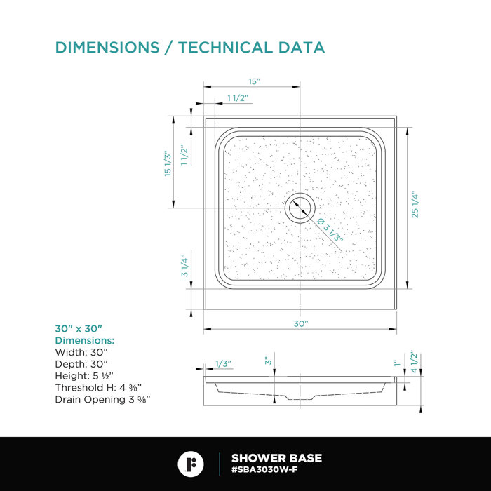 Fine Fixtures 30" W x 30" D Single Shower Base & Reviews | Wayfair