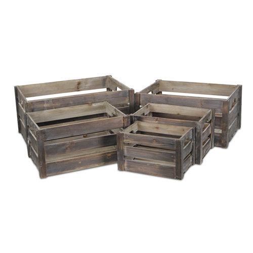 Gracie Oaks Nested 5 Piece Wood Crate Set & Reviews | Wayfair