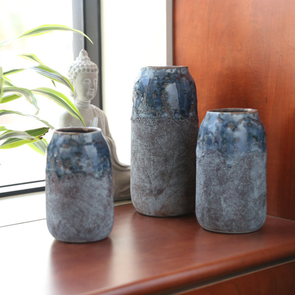Dakota Fields Goetz Gray/Blue Ceramic Table Vase & Reviews | Wayfair