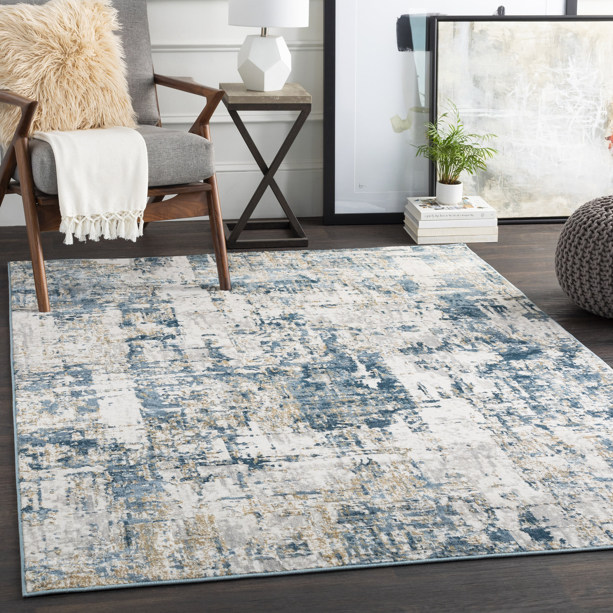 Trent Austin Design® Hoekstra Power Loom Blue/Beige/Tan/Light Gray Rug ...