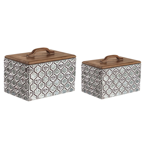 Laurel Foundry Modern Farmhouse 2 Piece Metal Box Set | Wayfair
