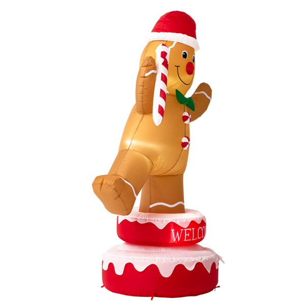 Glitzhome Lighted Rotating Gingerbread Man Inflatable | Wayfair