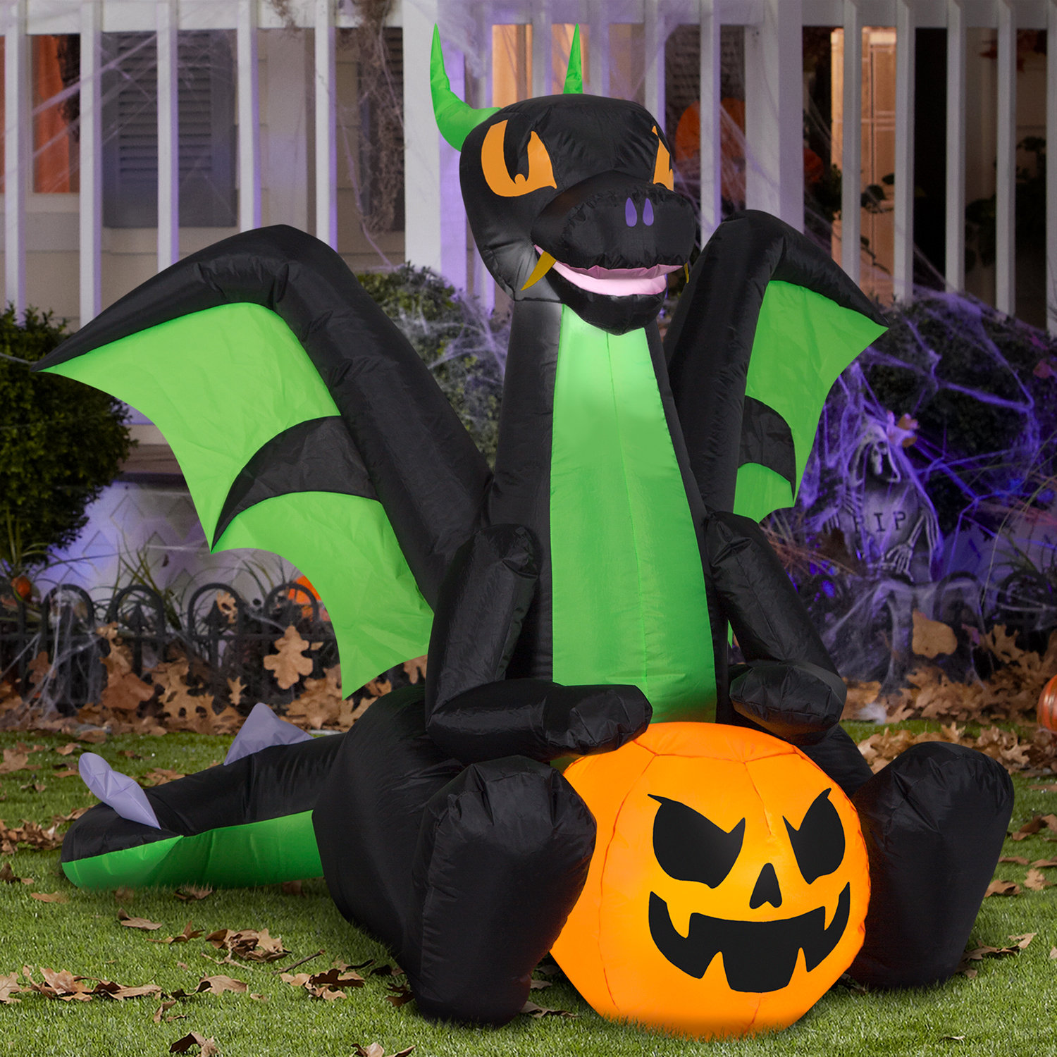 Gemmy Industries Airblown Dragon and Jack-O'-Lantern Inflatable | Wayfair