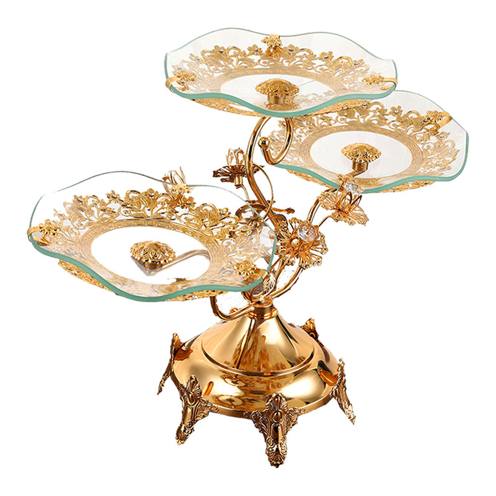 House of Hampton® Cylin 2 Tier Cake Stand Metal Glass Cupcake Display ...