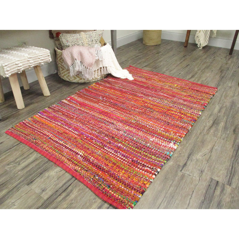 AM Home Textiles Handmade Hand Tufted Cotton Red Rug | Wayfair