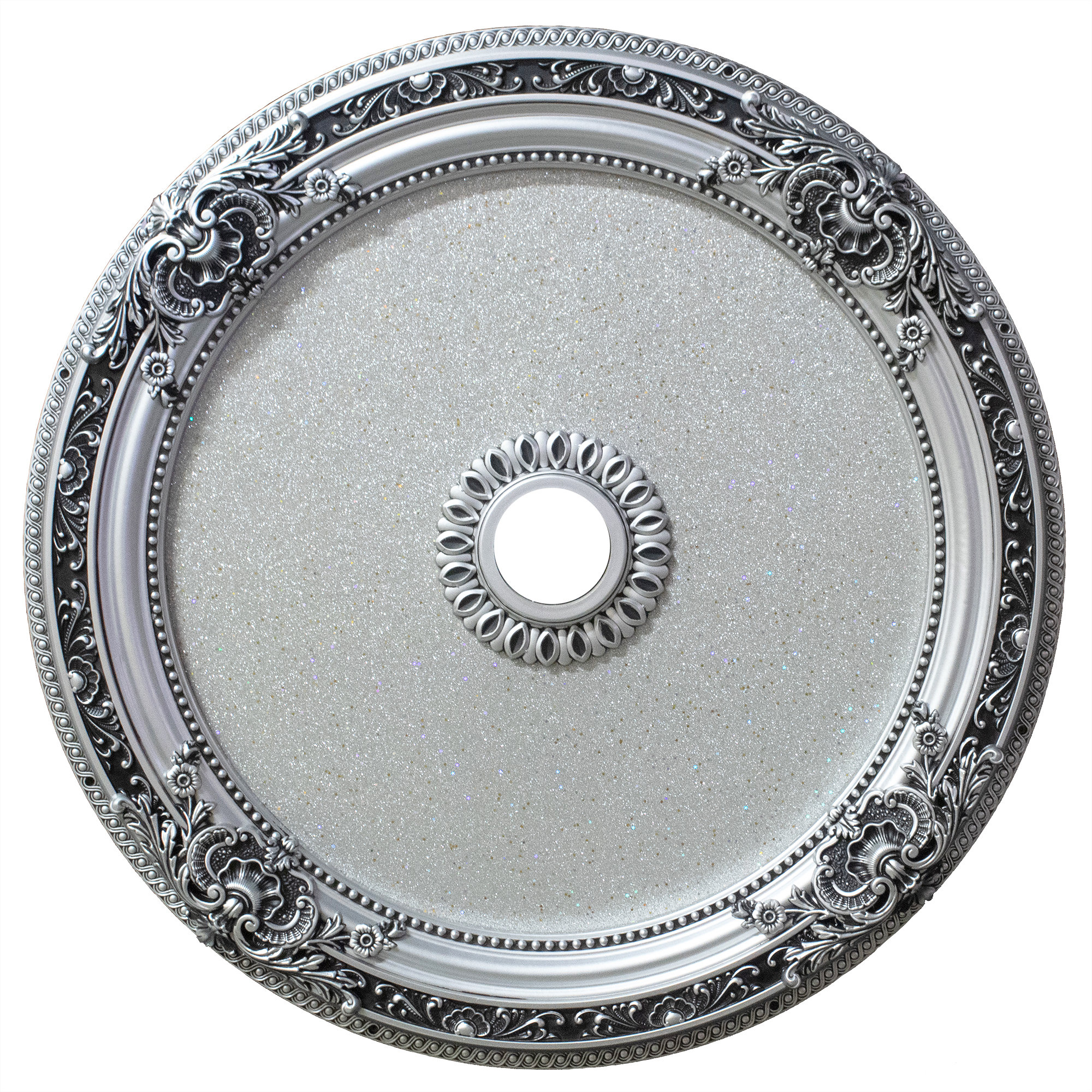 Artistry Lighting Round Silver Sparkle Center Ceiling Medallion | Wayfair