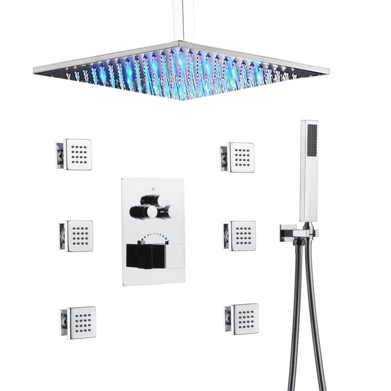 Wonderland America 3 Way LED Thermostatic Complete Shower System with ...