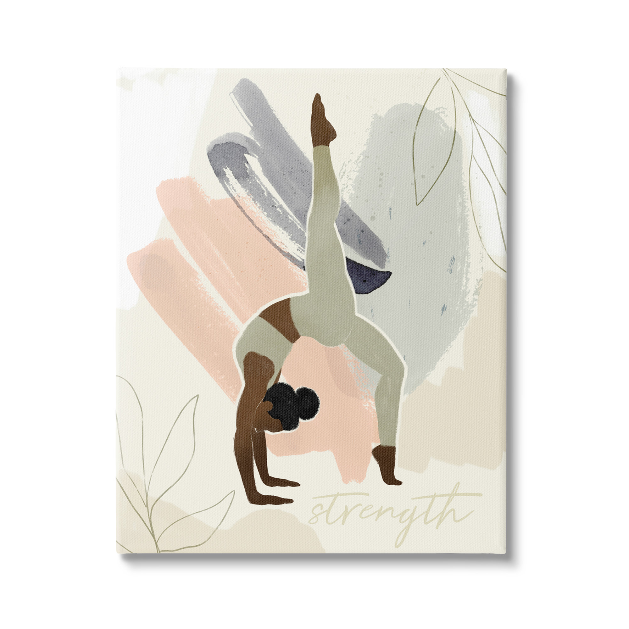 Stupell Industries Stretching Yoga Pose Strength Text Floral Border by ...