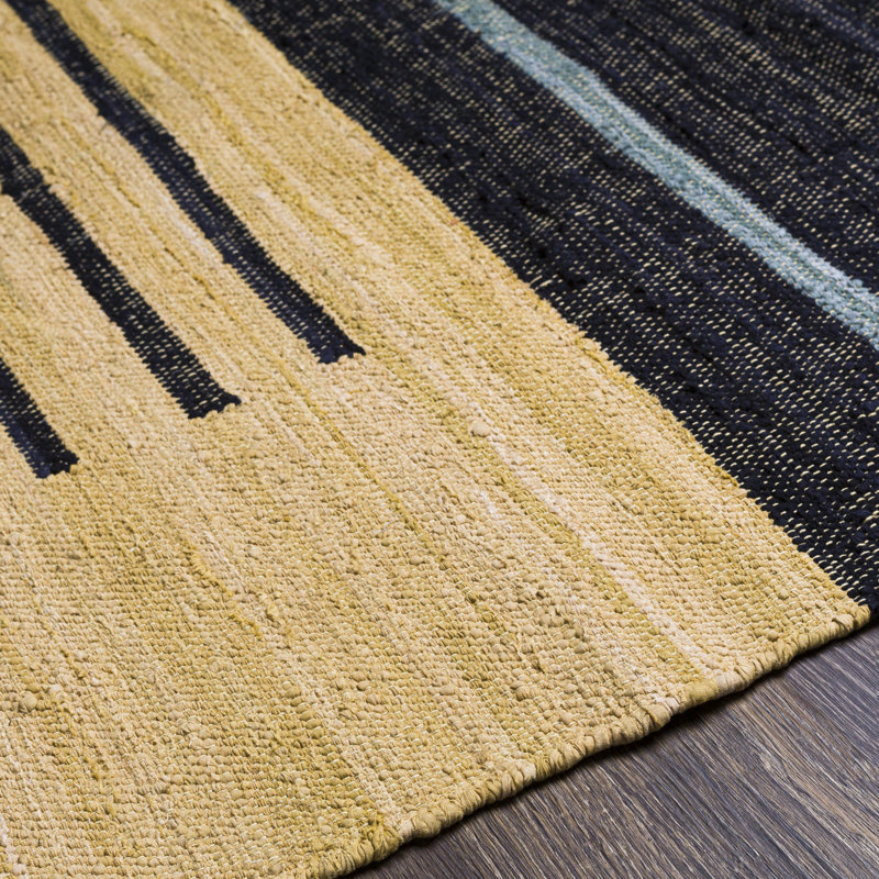 AllModern Avenue Handmade Handwoven Cotton Black Rug & Reviews | Wayfair