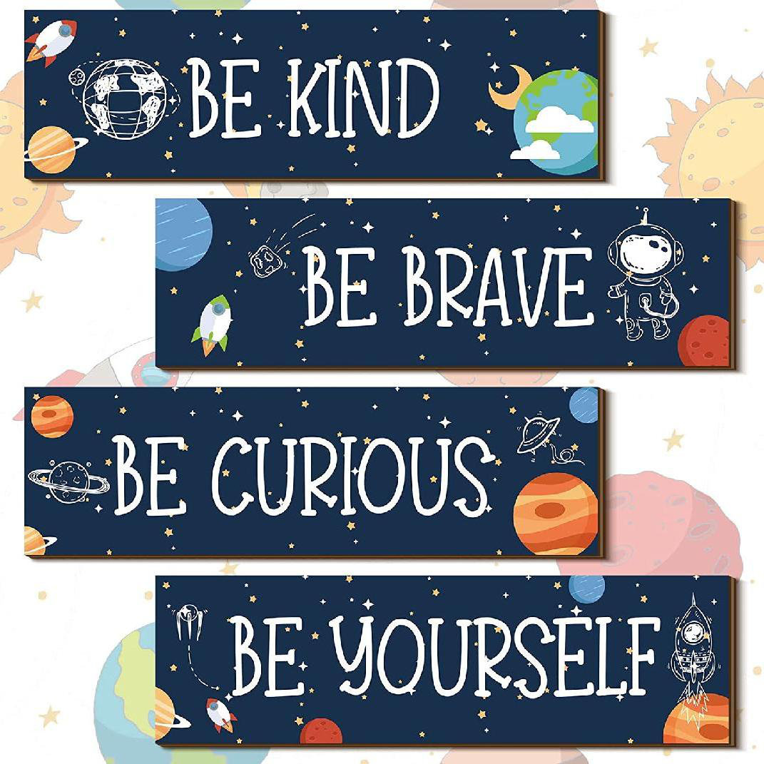 Mason & Marbles 4 Piece Space Themed Inspirational Wall Décor Set | Wayfair