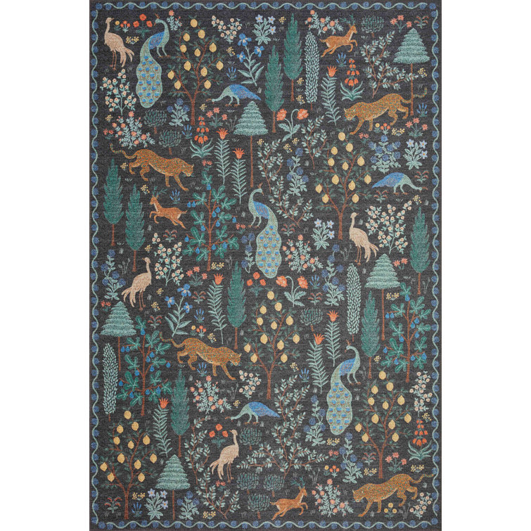 Rifle Paper Co. x Loloi Menagerie MEN-02 Forest Black Rug & Reviews ...
