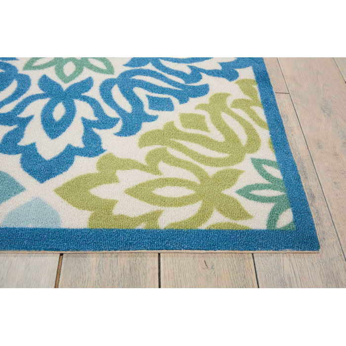 Charlton Home® Wifrith Geometric Blue/Green Outdoor Area Rug & Reviews ...