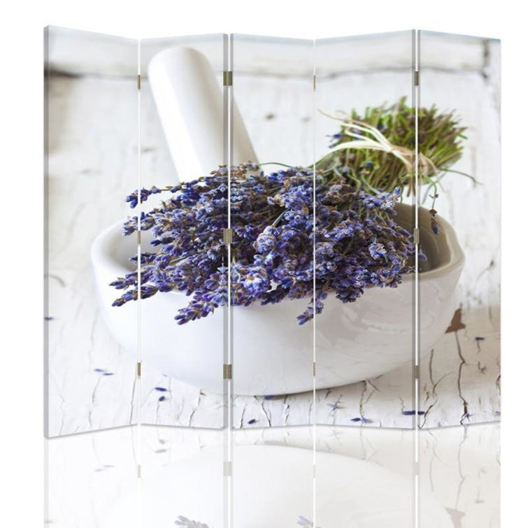Fleur De Lis Living Bunch of Lavender Canvas 5 Panel Room Divider ...
