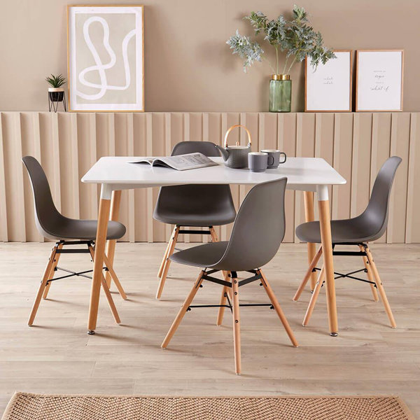 Norden Home Braga Dining Table Set With 4 Porto White Chairs | Wayfair ...