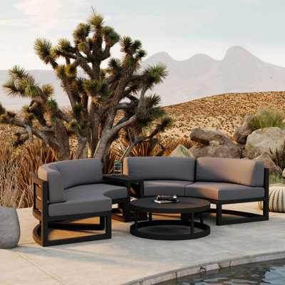 Joss & Main Bergeron Metal 4 - Person Seating Group with Sunbrella ...