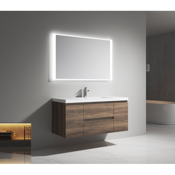 Millwood Pines Bacup 47'' Wall Mounted Single Bathroom Vanity with ...