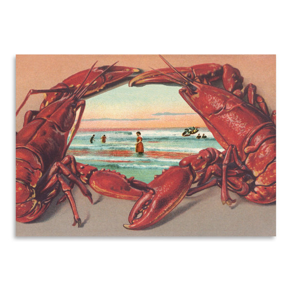 House of Hampton Two Lobsters Framing Ocean Scene by Found Image Press ...