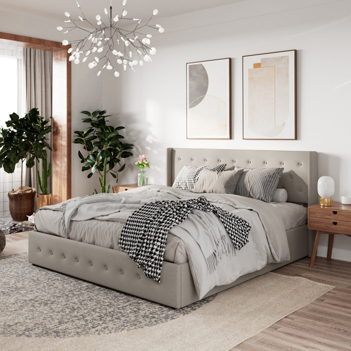 Lark Manor Albertien Lift Up Wingback Upholstered Platform Bed ...