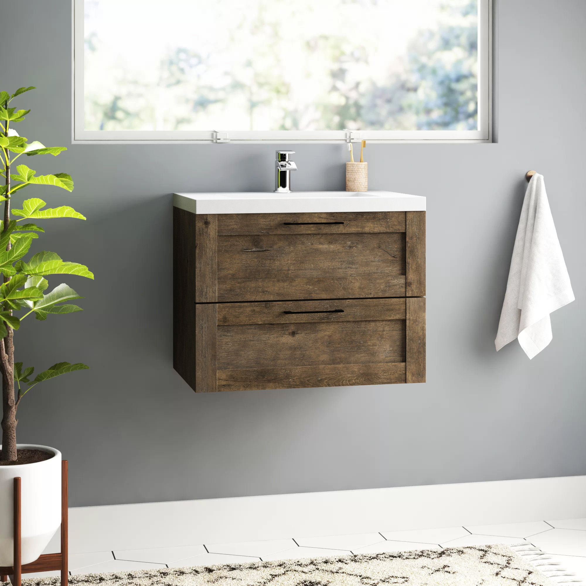 Ivy Bronx Devillage 29.5'' Wall Mounted Single Bathroom Vanity with ...
