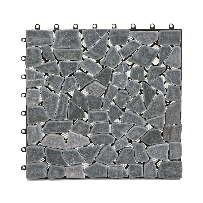 Symple Stuff 30 x 30cm Natural Stone Pebble Tile in Grey | Wayfair.co.uk