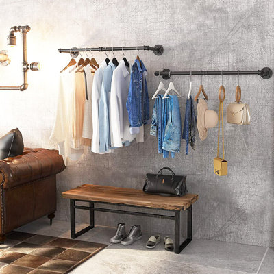 Williston Forge Jafr 36.2'' Wall Mounted Clothes Rack | Wayfair