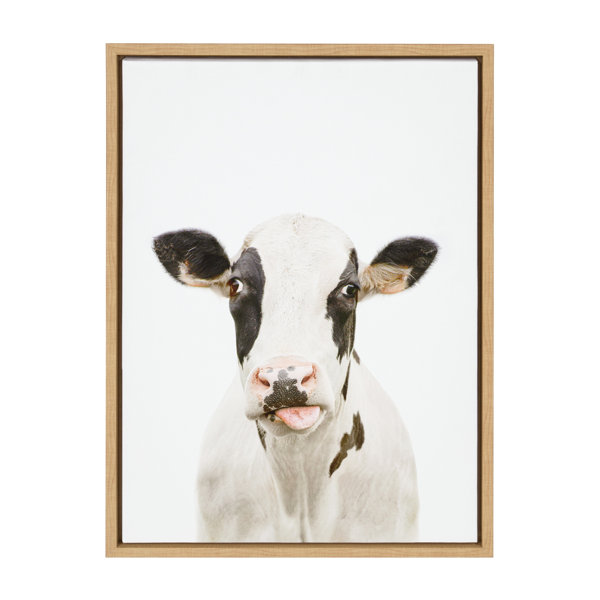 Ebern Designs Holstein Cow Portrait by - Floater Frame Print on Canvas ...