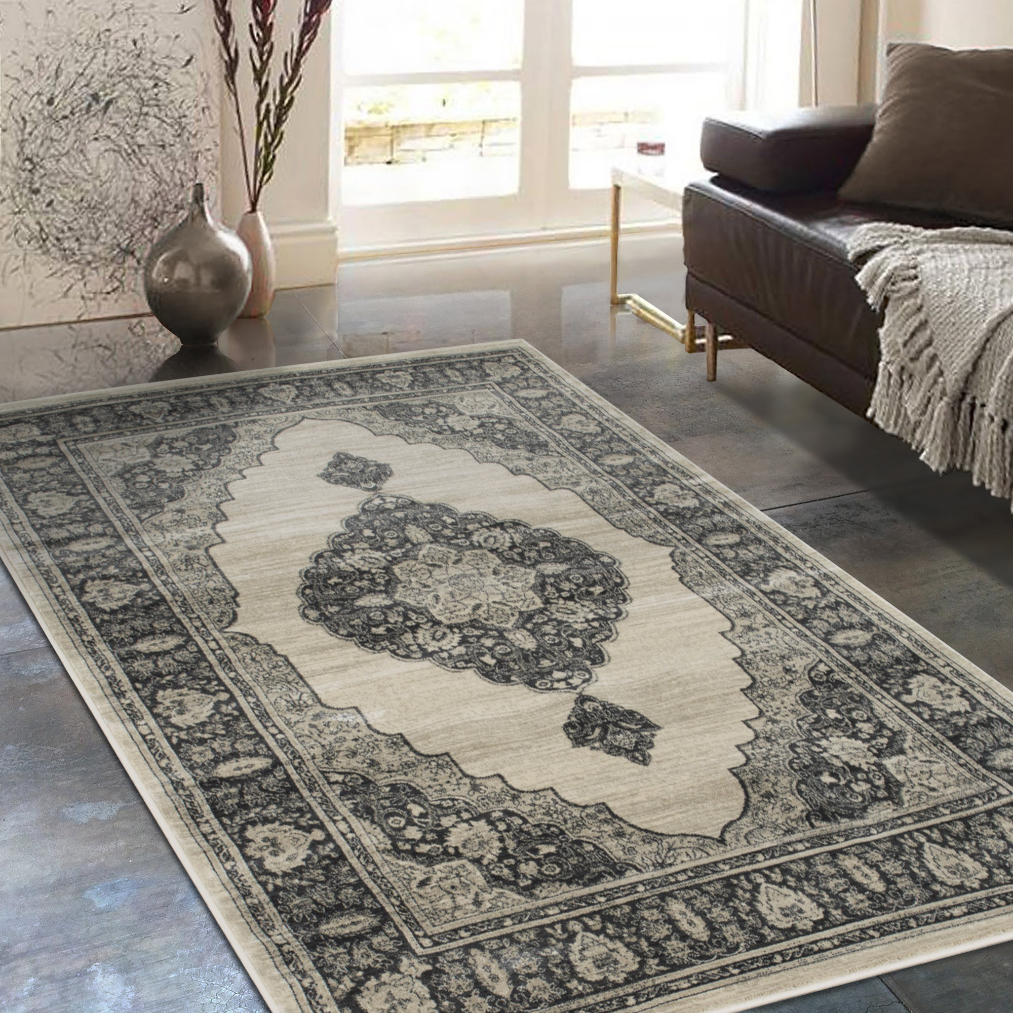 World Menagerie Allstar 8X10 Traditional Accent Rug In Ivory With ...